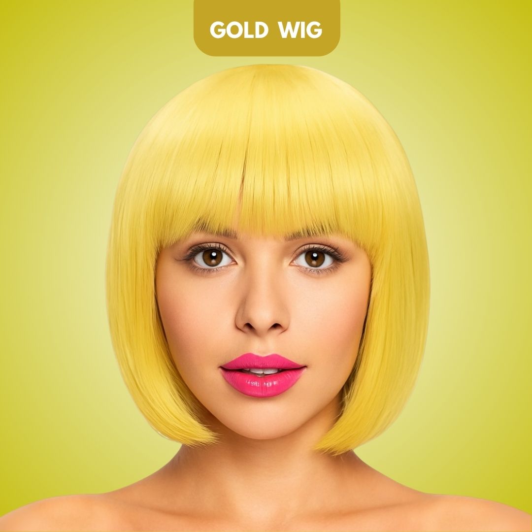 Colored Blunt Cut Wig Gold - 1PC – Wanna Party