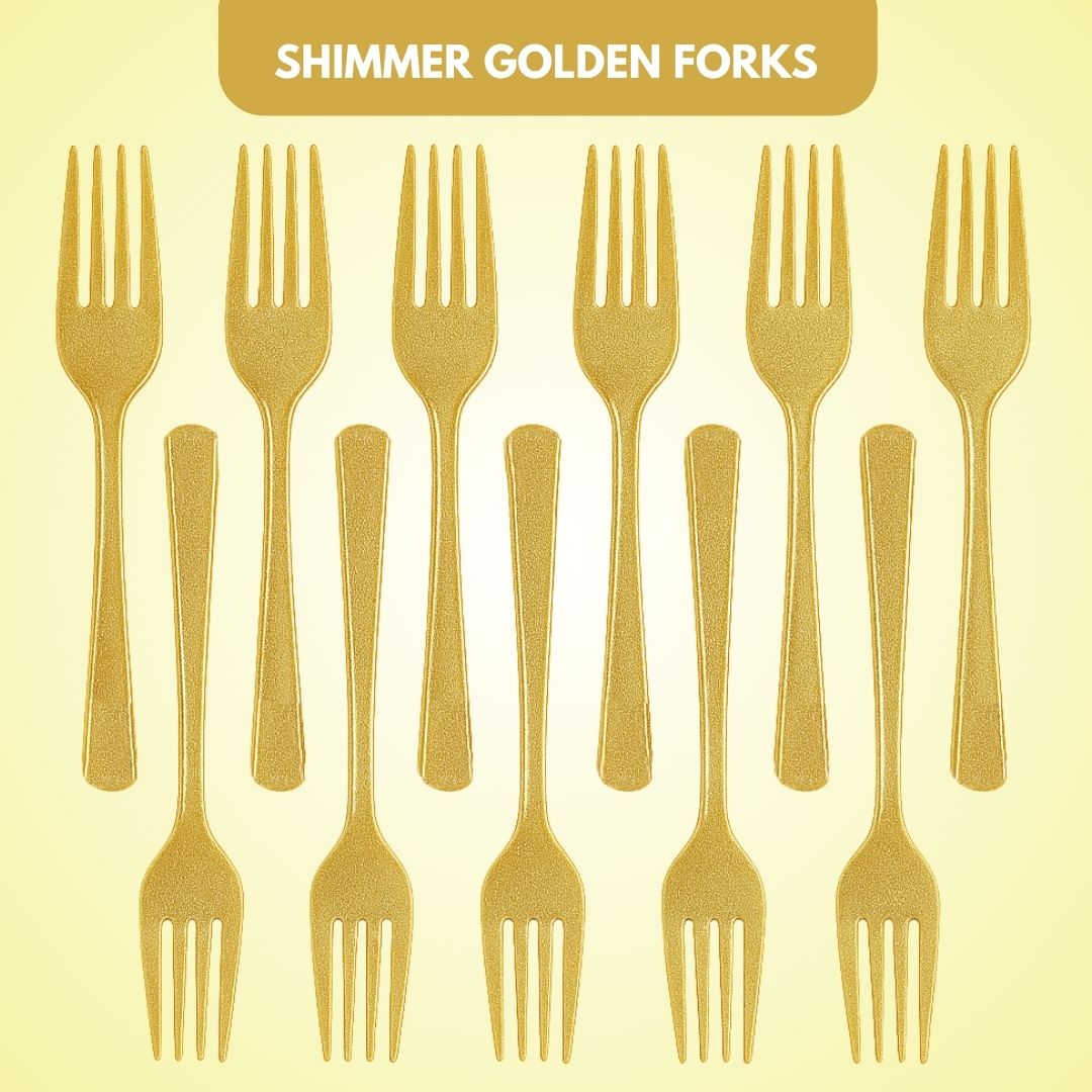 Shimmer Golden Forks - 12PC – Wanna Party