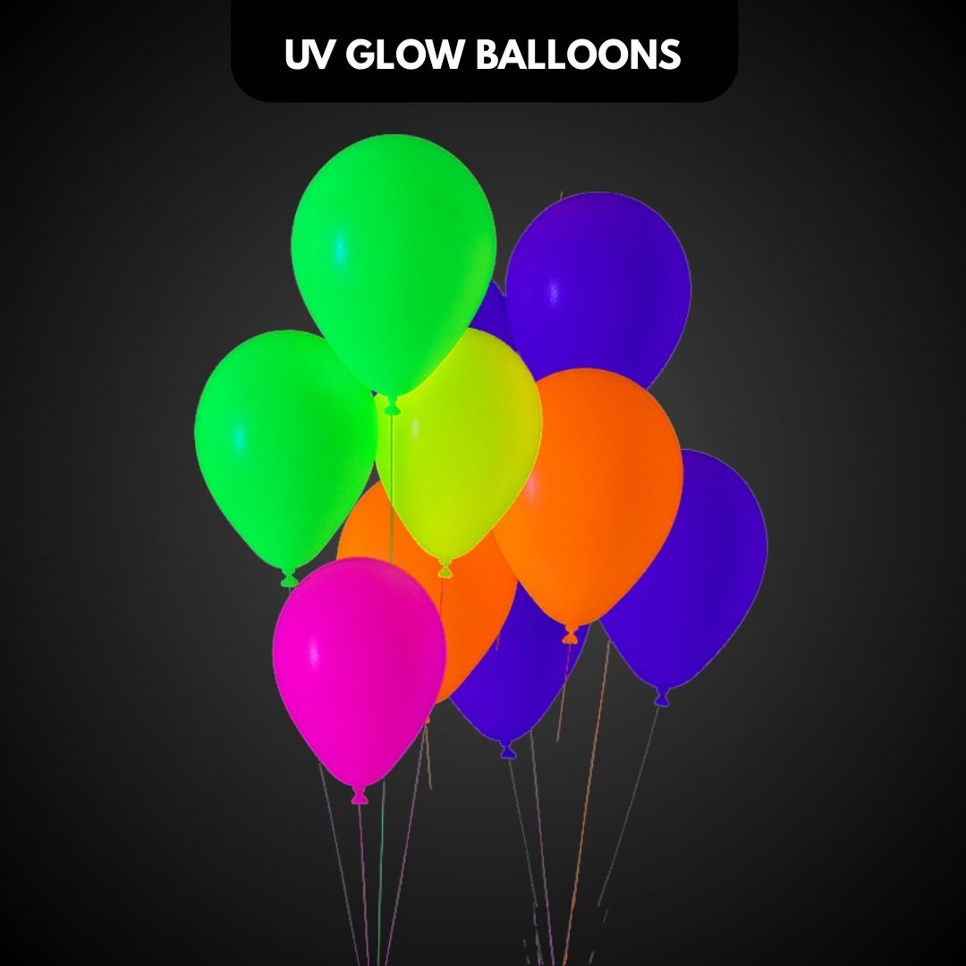 UV Glow in the Dark Helium Quality Balloons - 12" - Pack of 10 – Wanna ...