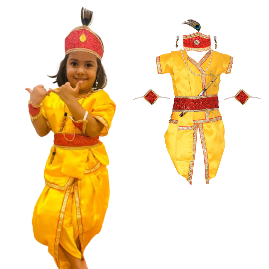 Traditional Shri Krishna dress with Kurta and Dhoti – 10pcs set – Wanna ...