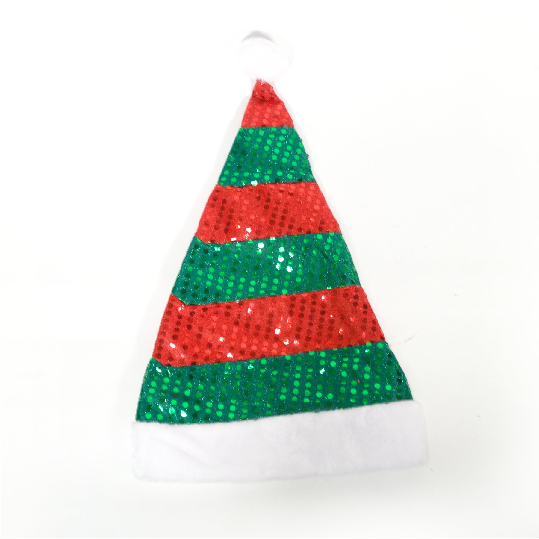 Santa Sequin Hat with Plush Puff Ball and Plush White Border – WannaParty