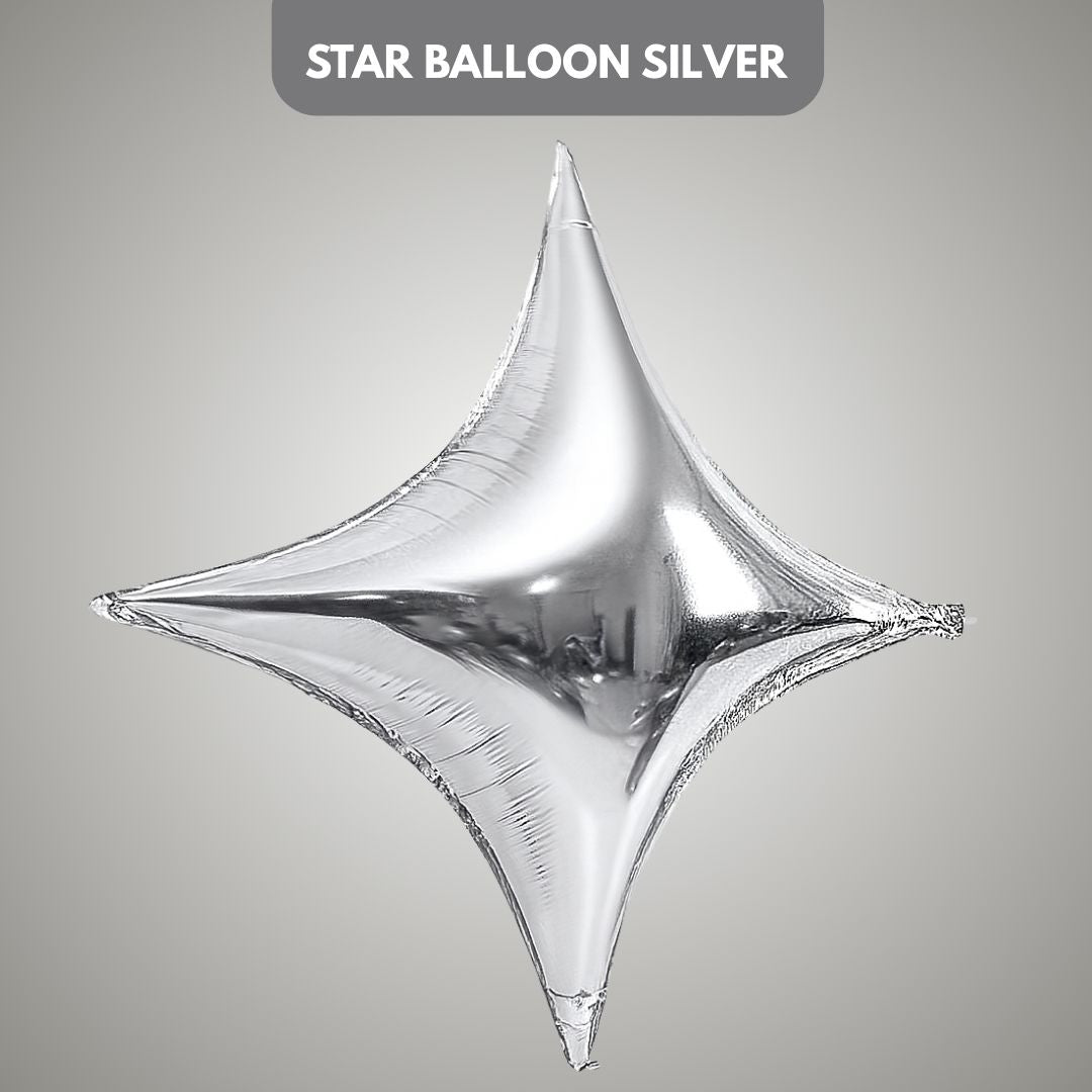 4 Edged Star Balloon Silver -1PC – Wanna Party